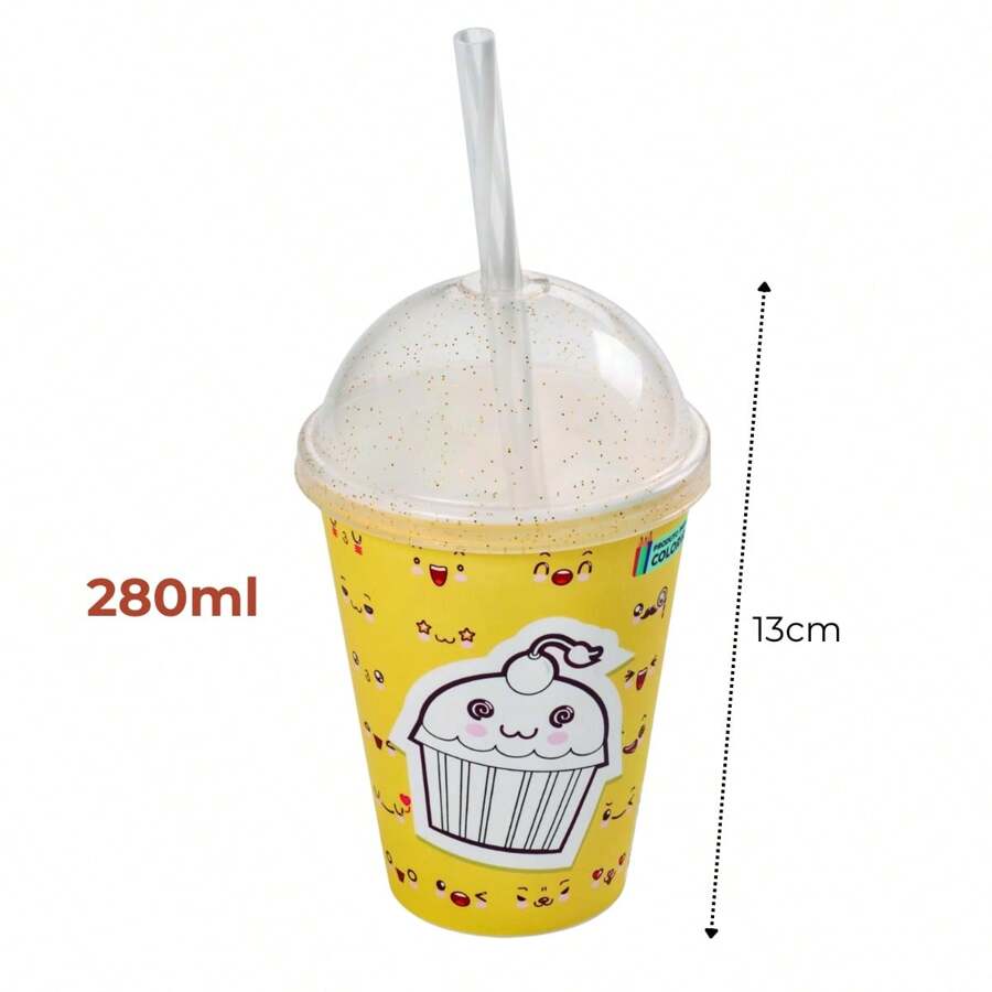 Kit 3 Copos Com Canudo Infantil Para Colorir Festa Lembrancinha 280ml | SHEIN Brasil