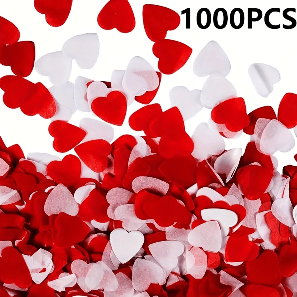 1000pcs/2000pcs/3000pcs/Pack Thin Paper White & Red Heart Confetti ...