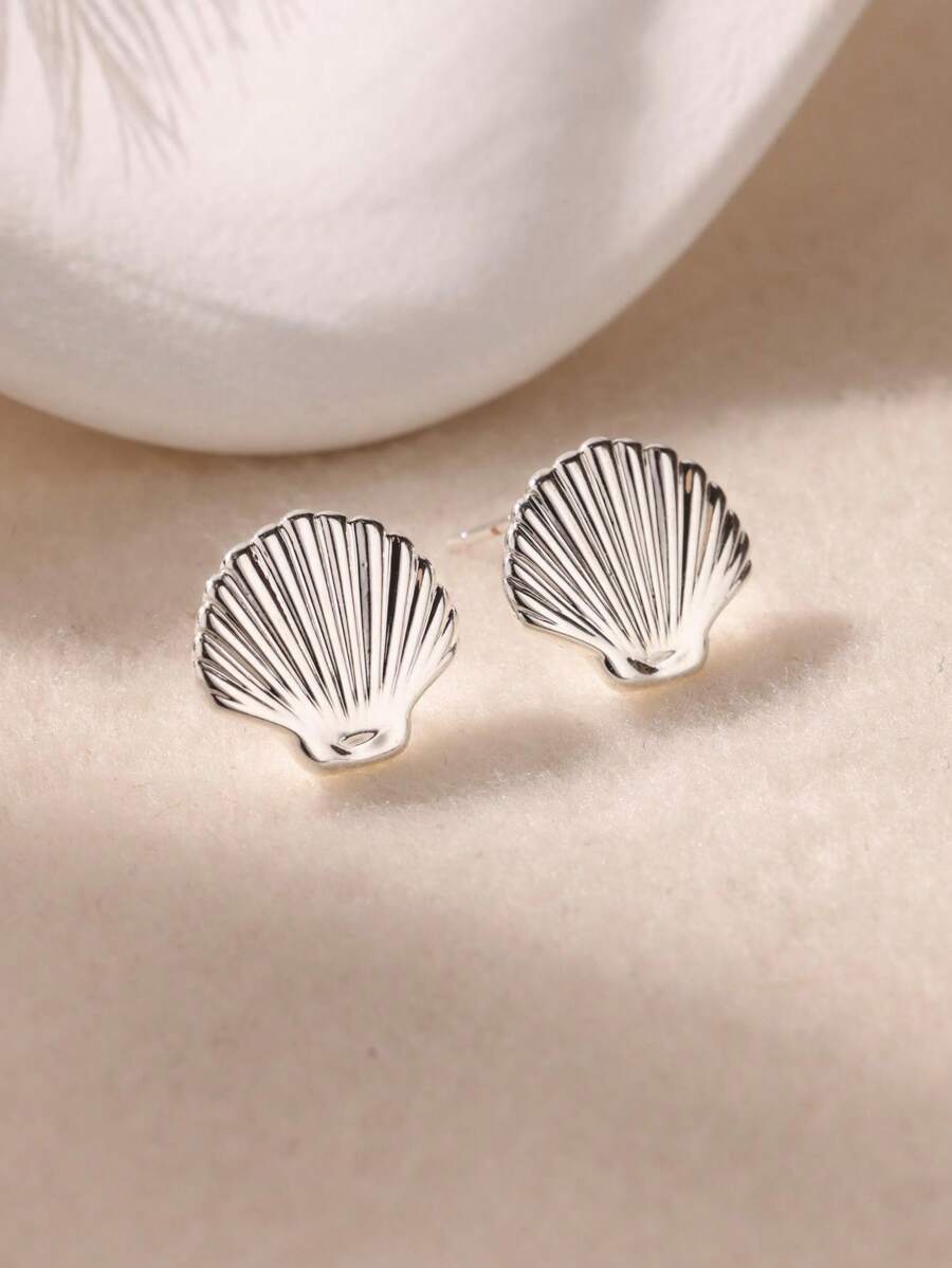 1 PC Sea Shell Stud Earrings For Women Stainless Steel Gold Color Shell ...
