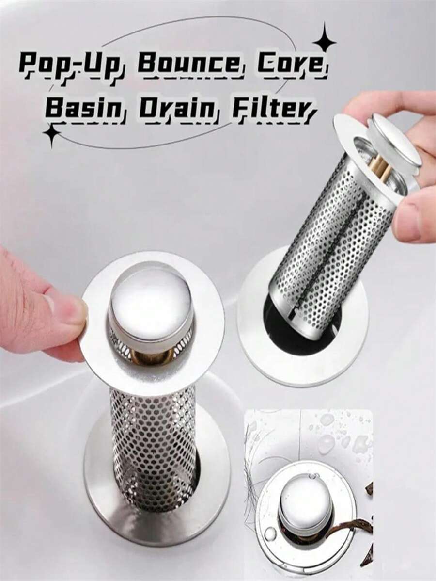 Sink Bounce Filter Plug Bathroom Sink Plugs Pop Up-2 Packs, Push Down ...