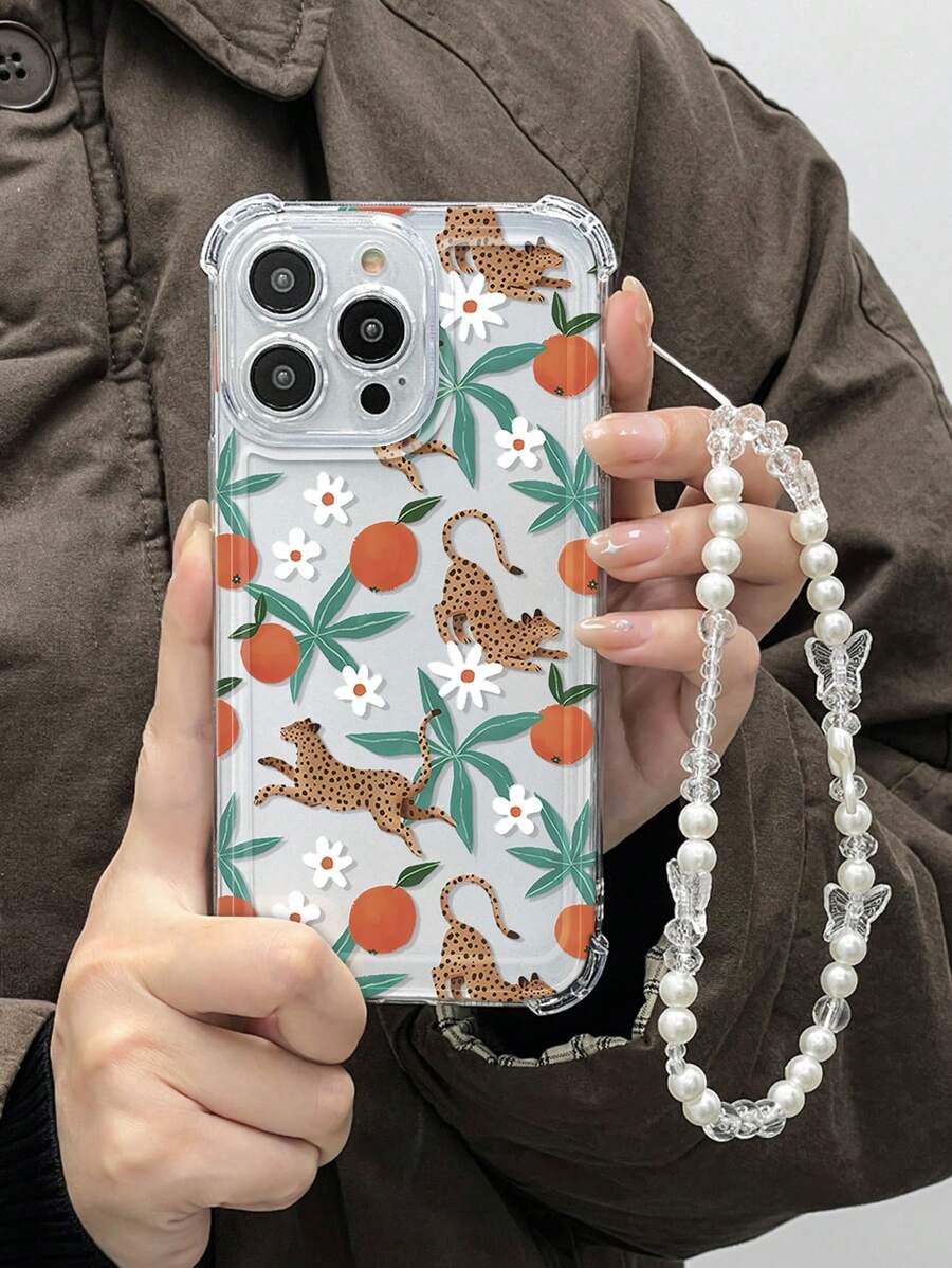 Flower 1pc Transparent And Thickened Four-Corner Anti-Drop Cheetah ...