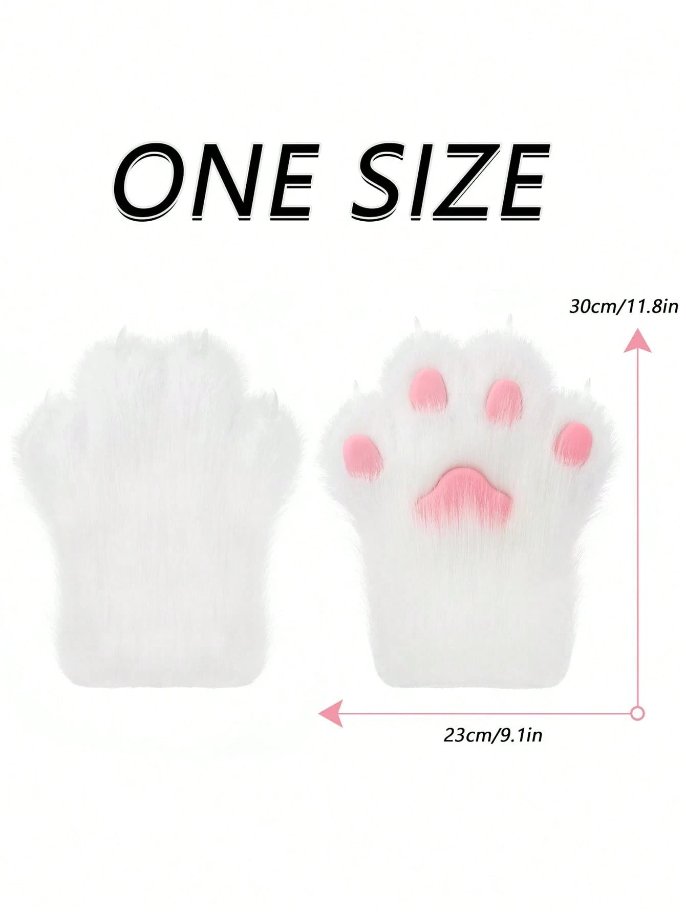 Faux Fur Plush Furry Cat Claw Gloves Fursuit Animal Fox Paws Mittens ...