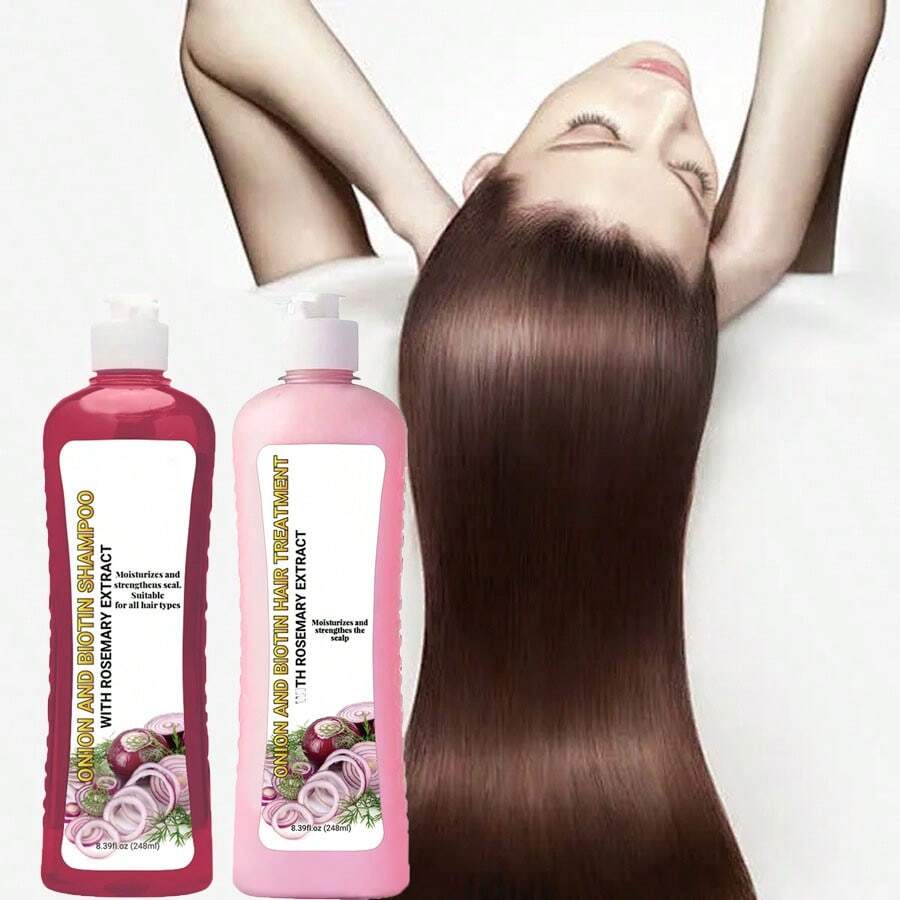 Onion Biotin & Rosemary Shampoo & Treatment Set For Stronger, Softer ...