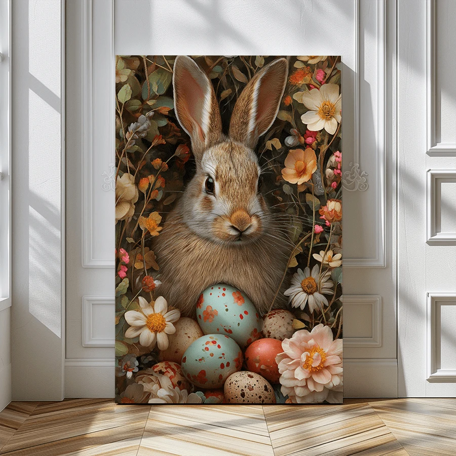 1pc Framed Canvas Wall Art, Easter Bunny Art Print Canvas Poster, Ideal ...