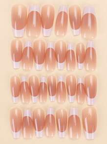 30Pcs Short Coffin Shape Press-On Nails, Instant Nail Makeover ...