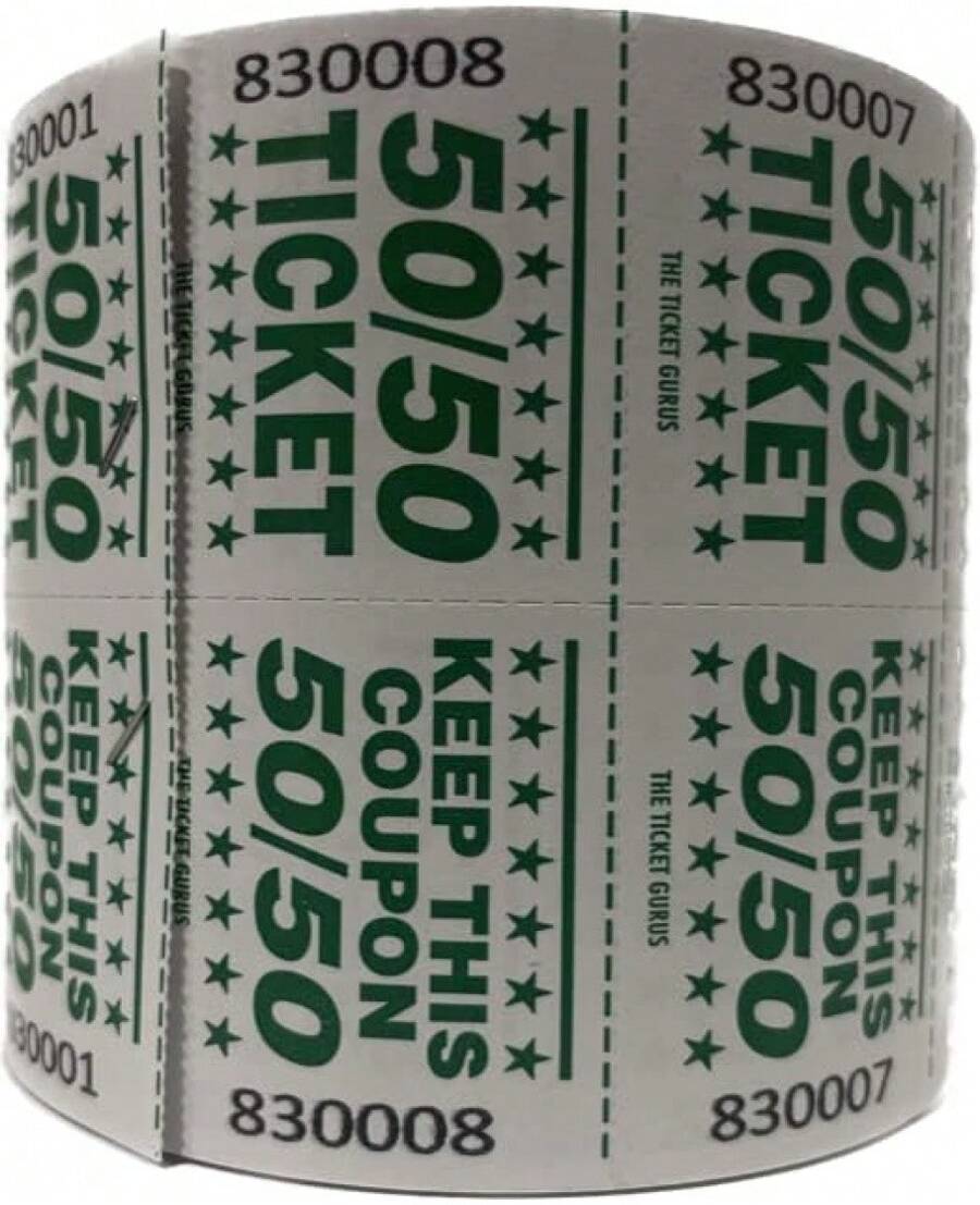 50/50 Marquee Raffle Tickets - 1000/Roll Easy Read Series (Easy Read ...