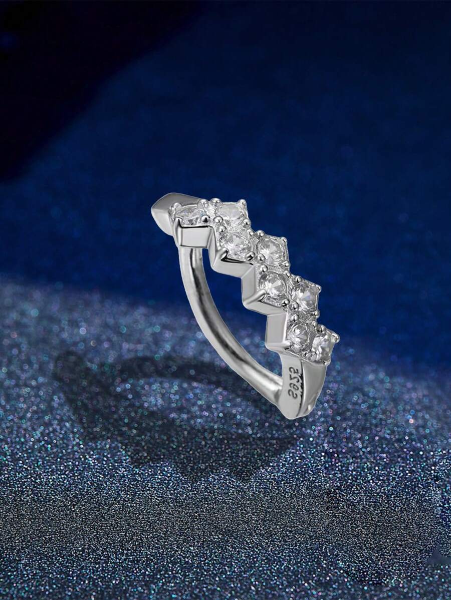 1 Pc S925 Sterling Silver Belly Button Zirconia Belly Button Silver Navel Rings Small Belly ...