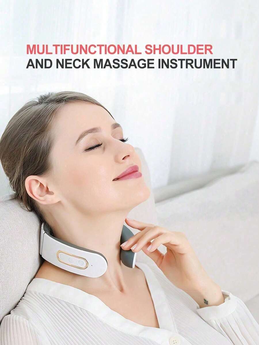 EMS Electric Cervical Spine Massager Neck Shoulder Massage Vertebra Relax Automatic Heating ...