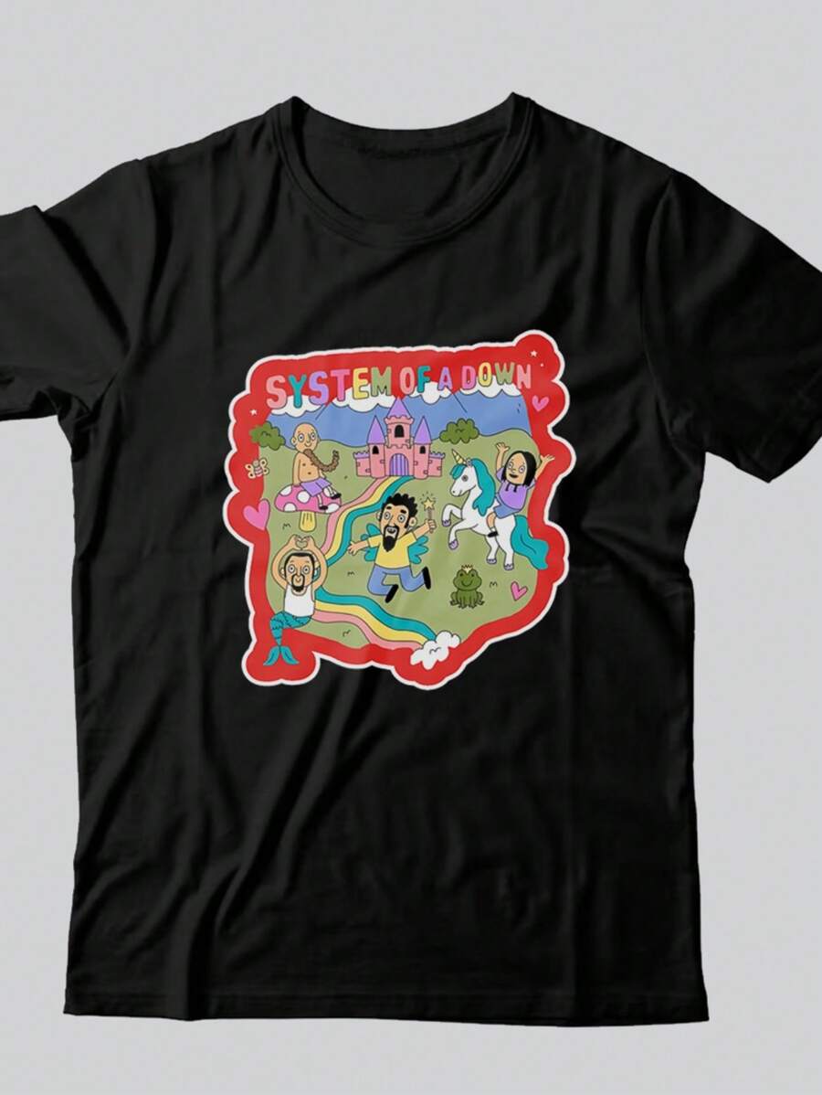 T-Shirt Blouse Writing System Of A Down Rock Drawing | SHEIN Nederland