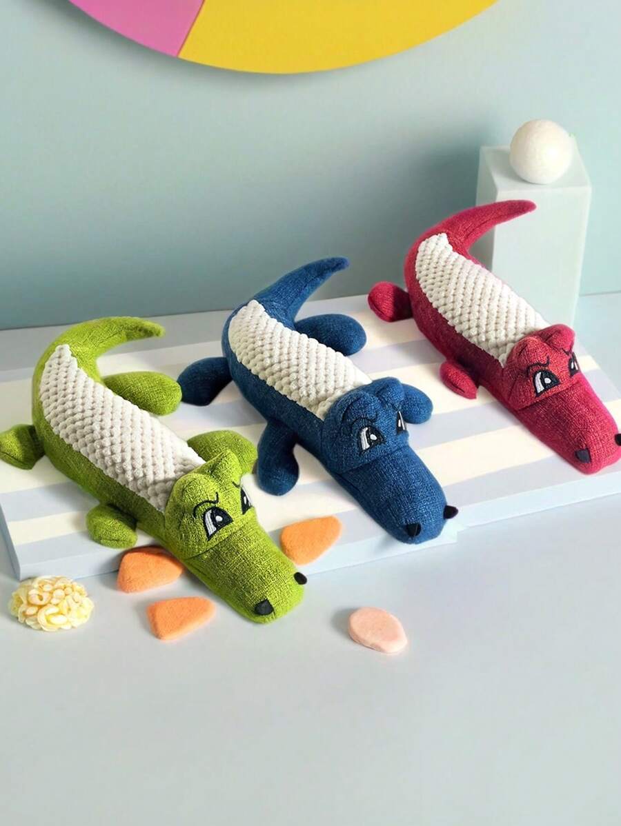 1pc Pet Chew Toy, Dog Vocalization Plush Crocodile Tooth Cleaning Chew ...