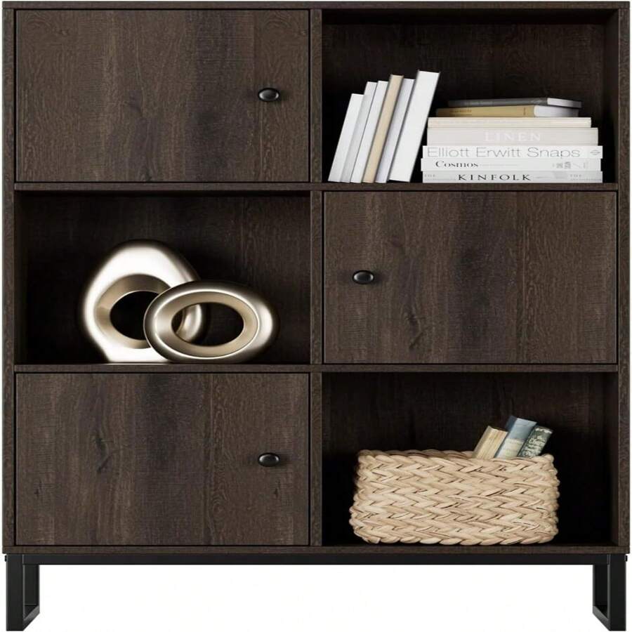 Homfa 6 Cube Bookcase With Door, 49.8" Cubby Storage Cabinet Unit ...