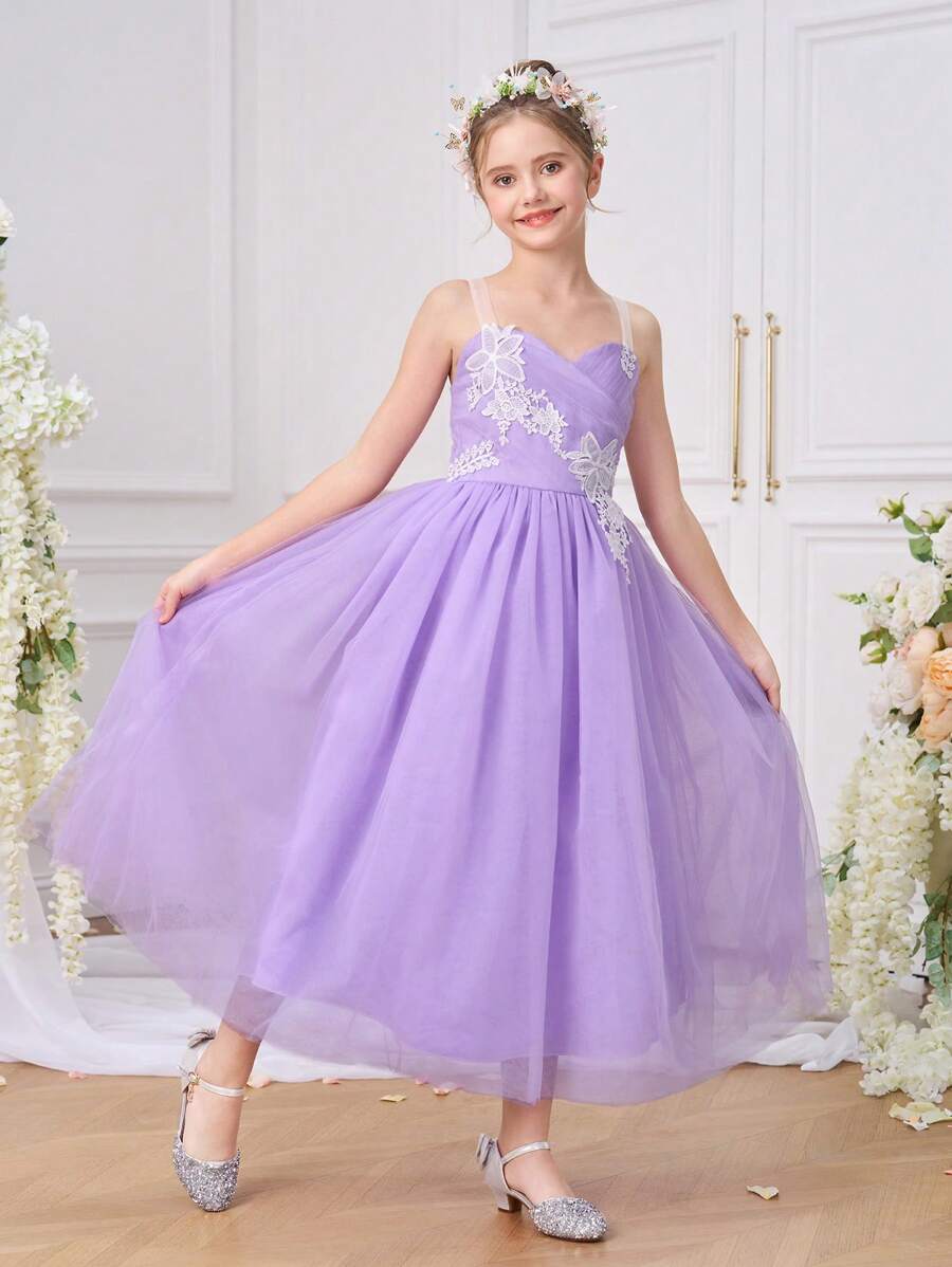 Tween Girls Elegant Pageant Princess Dress, Puffy Tulle Gown For ...