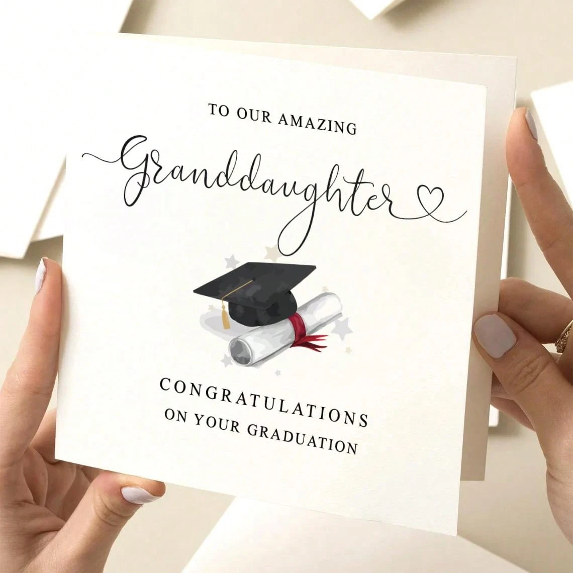 Granddaughter Graduation Card- With Cap & Scroll Greeting Card ...