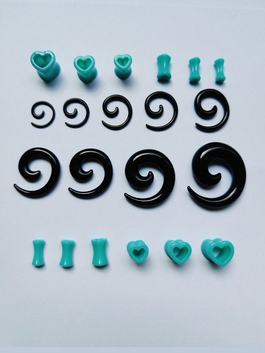 30pcs Gauges Set, Fashion Classic Heart And Spiral Design Ear Plugs ...