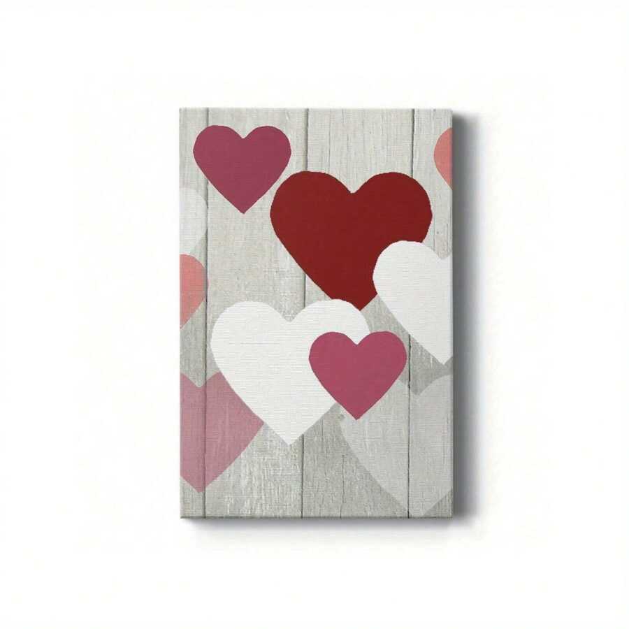 1pc, Unframed Simple Heart Shaped Canvas Painting, Vintage Valentine's ...