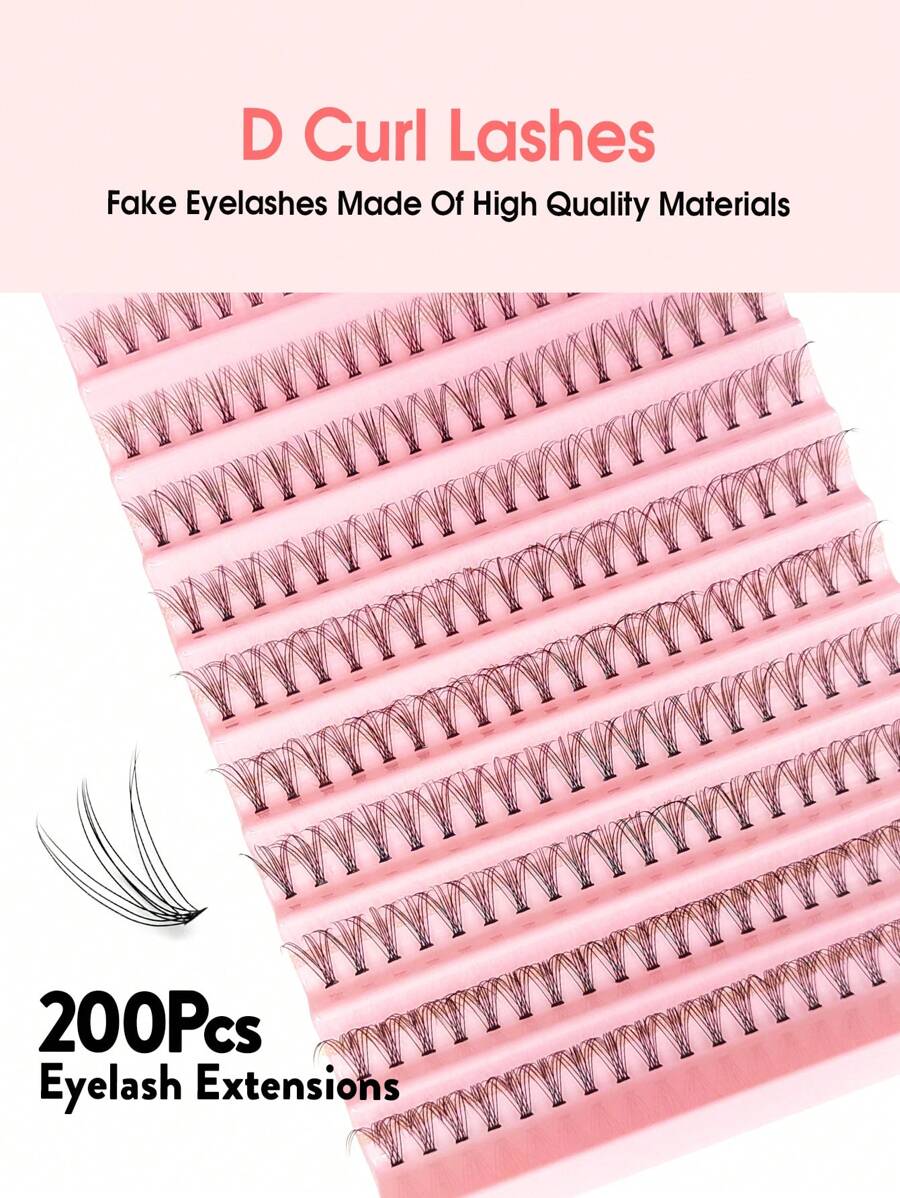 10D 200 Clusters Lashes , D Curling Volume Individual Lashes Extensions, Wispy Lashes Cluster ...