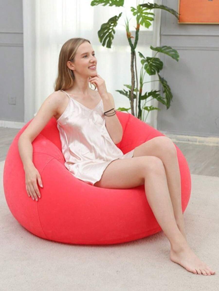 Rosa vermelha Puff Gigante Redondo Puff Gigante camurça | SHEIN Brasil