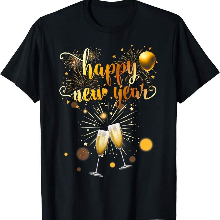 New Years Eve Party Plies 2025 Happy New Year Fireworks T-Shirt | SHEIN USA
