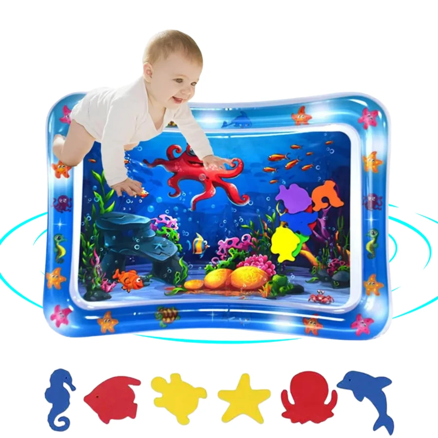 Inflatable Kids Water Mat Toddler Baby Cushion Float Mat With Sensory ...