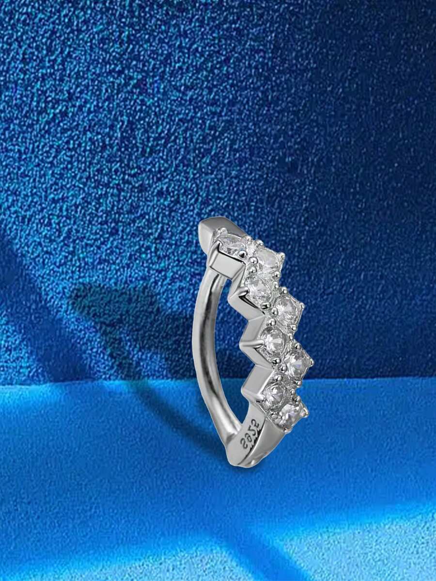 1 Pc S925 Sterling Silver Belly Button Zirconia Belly Button Silver Navel Rings Small Belly ...