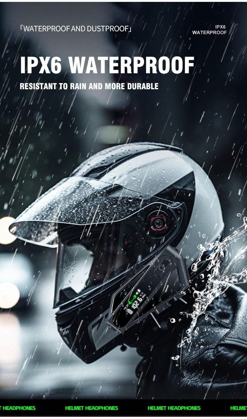 C6 Motorcycle Helmet Bluetooth Intercom Bt5.3 Ip65 Waterproof Intercom Distance 500 Meters ...