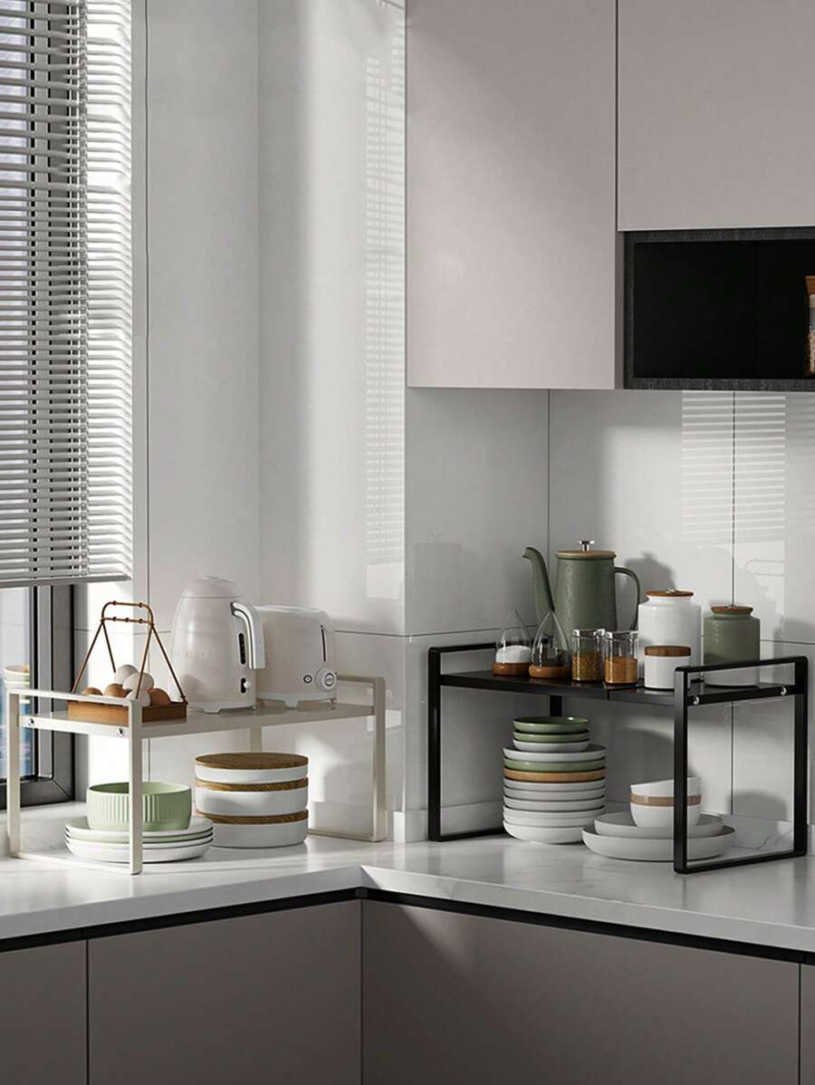 1pc Office, Kitchen Cabinet And Countertop Shelf Organiser, Shelf Riser ...