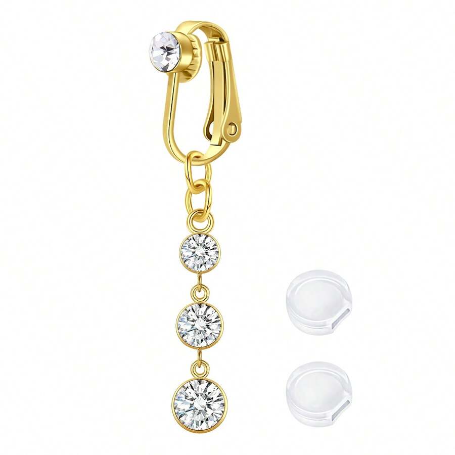 CIZME Fake Belly Button Ring Dangle Belly Rings Stainless Steel Fake Belly Button Studs ...