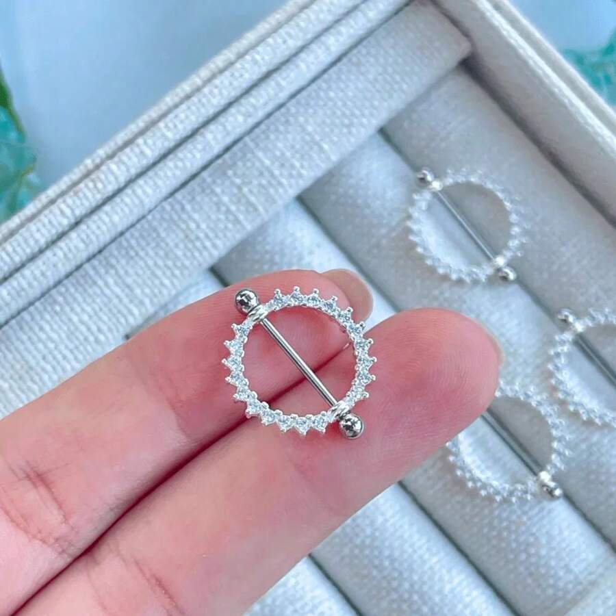 Piercing de Círculo mamilo cravejado-Prata e Dourado 1 unidade | SHEIN ...