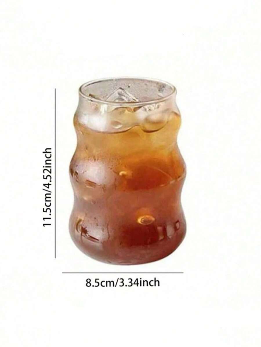 1pc 500ml Clear Straw Bottle Modern Glass Coffee Cup For Home Office