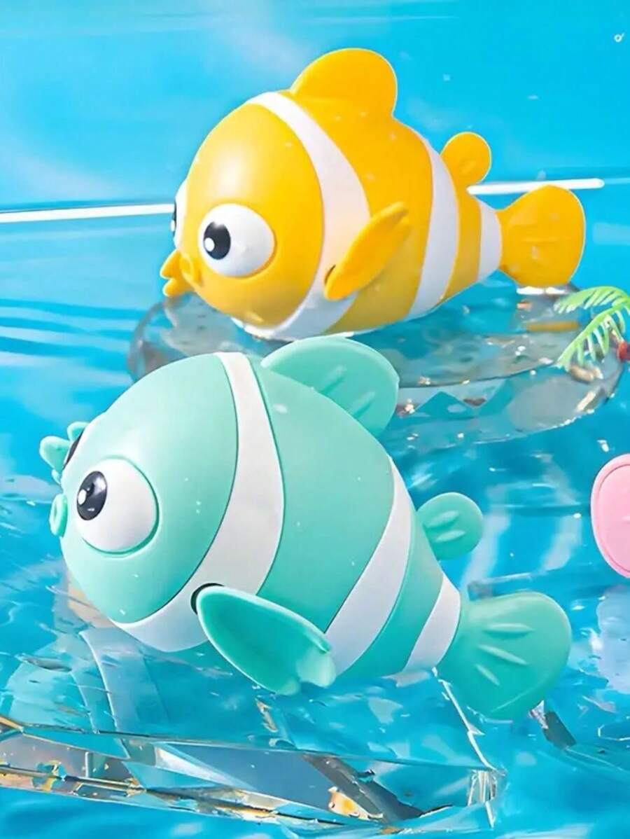 Bath Toy Swimmers Little Fish Duck Wind-Up Toy For Bath Pool Babies ...