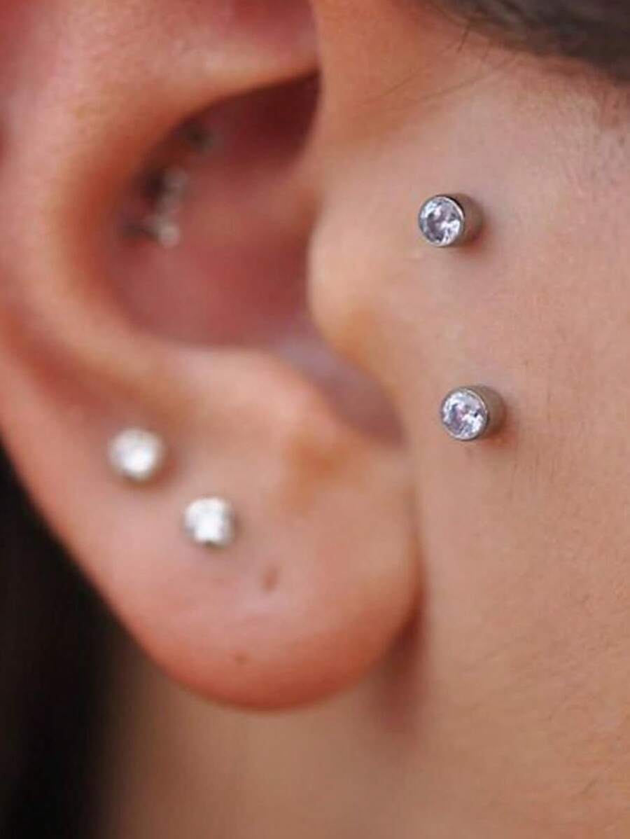 14G Cubic Zirconia Dermal Anchor Tops And Base Steels Dainty Crystal ...