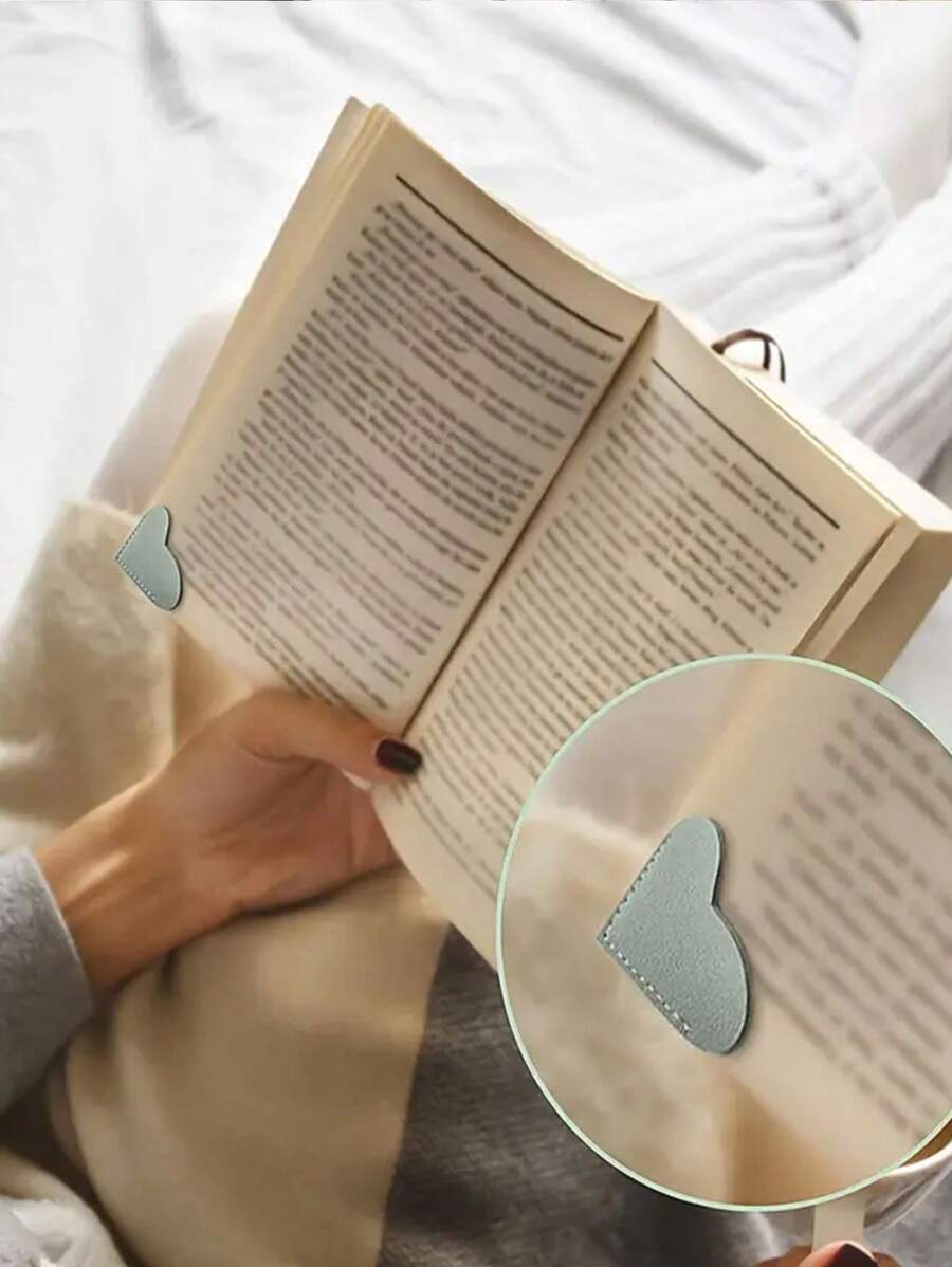 3/6pcs Faux Leather Heart-Shaped Bookmarks, Women's Corner Page ...