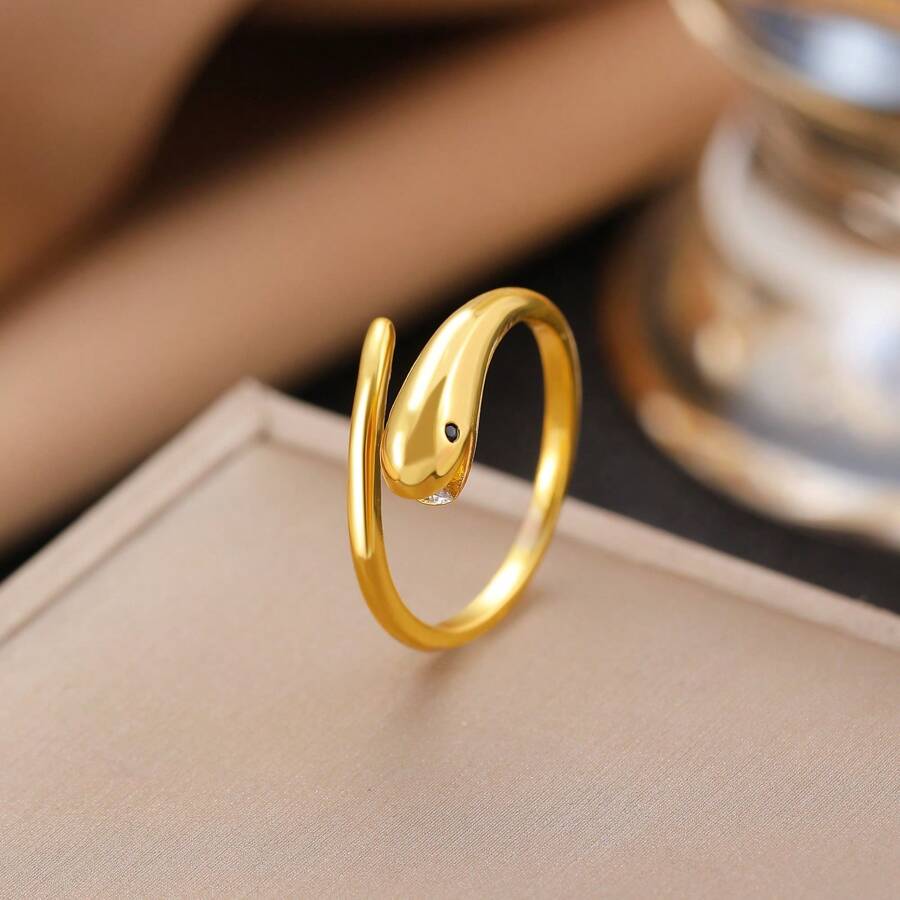 Zodiac Snake Wrapped Open Ring For Women, Minimalist Elegant Snake ...