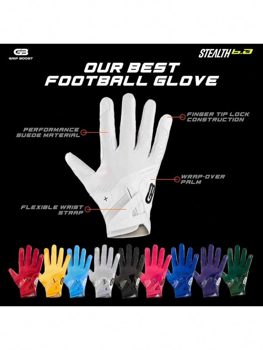 Grip Boost Football Gloves Solid Stealth 6.0 Boost Plus Men's Receiver ...