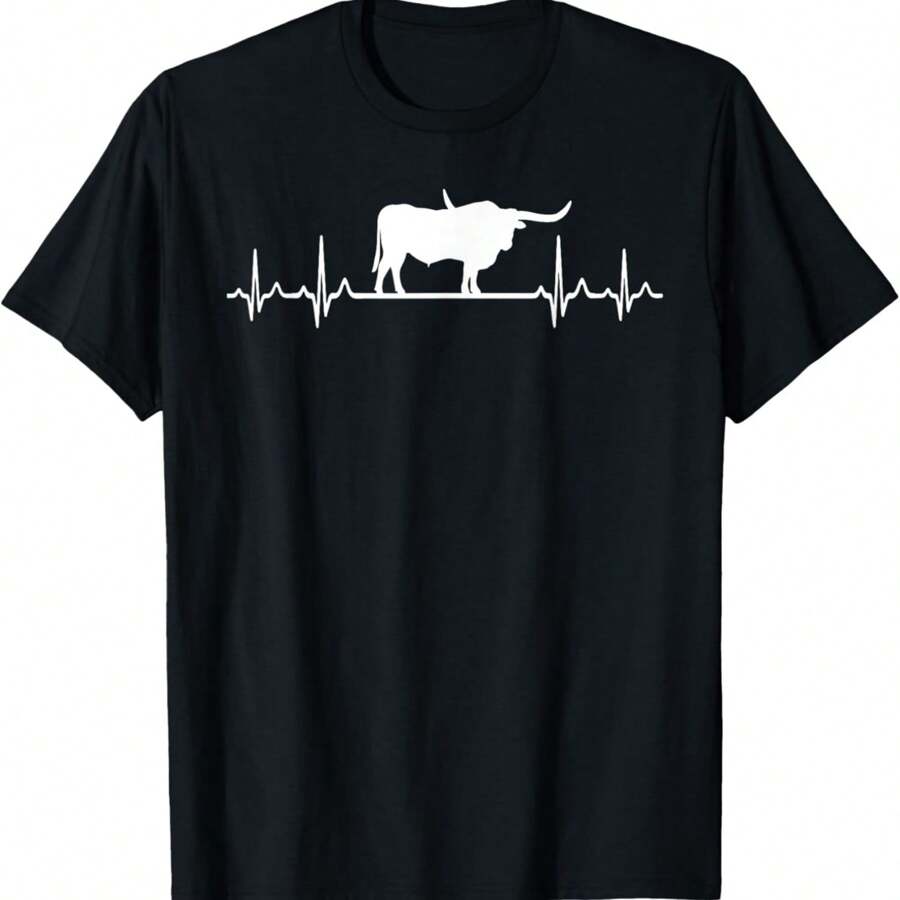 Texas Longhorn Rancher - Heartbeat Pulse ECG Cattle Farmer T-Shirt ... Texas Longhorn Rancher - Heartbeat Pulse ECG Cattle Farmer T-Shirt ...