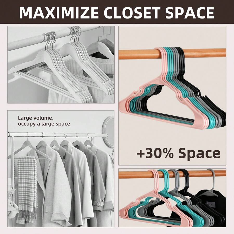 Top Ranking Plastic Coat Hangers 60 Pack OEM ODM Wardrobe Use Injection ...