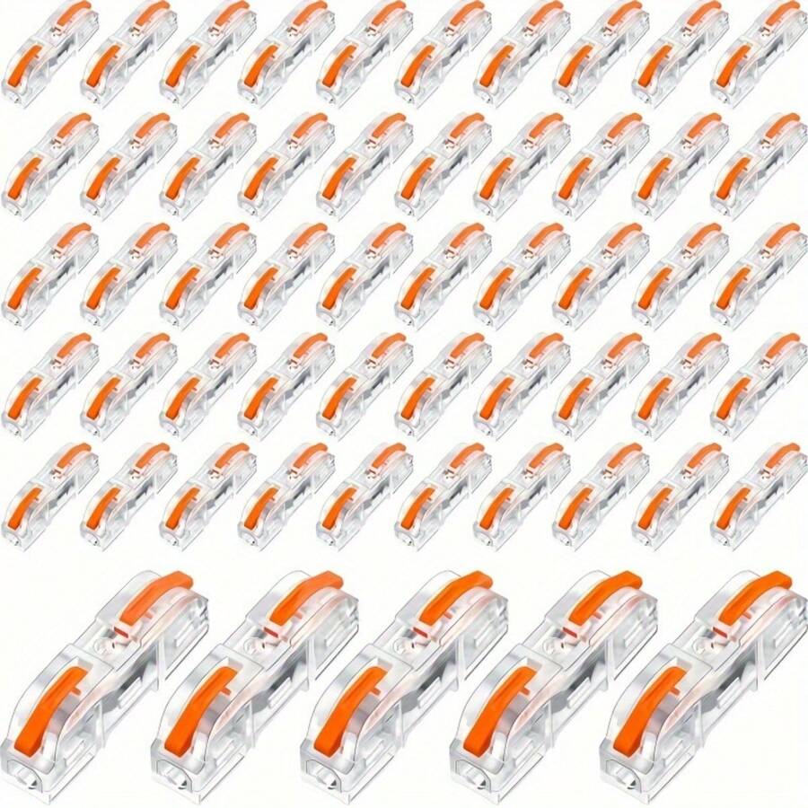 Compact Lever-Action Wire Connectors - Orange, Brass Contacts, Crimp ...