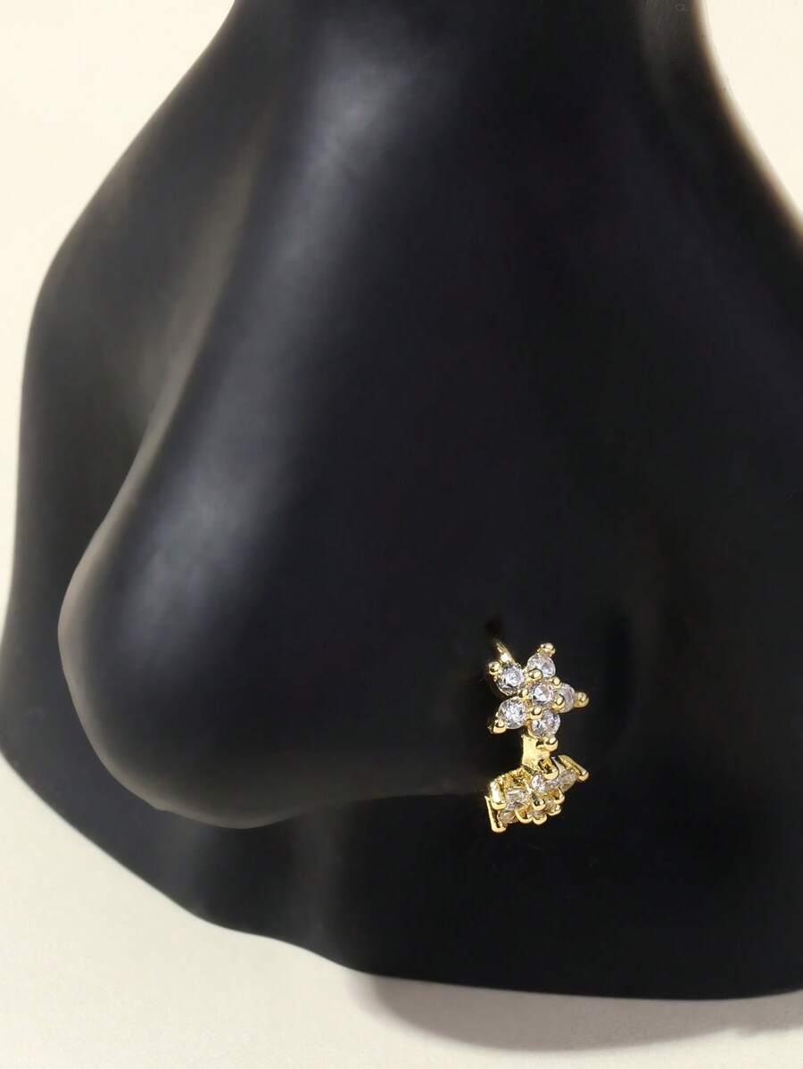 Women's Cubic Zirconia Fake Nose Ring Copper Round Flexible Cartilage ...