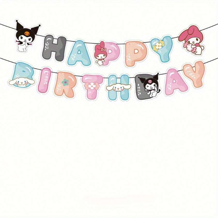 Sanrio Happy Birthday Banner, Cartoon Party Garland, No Power Required ...