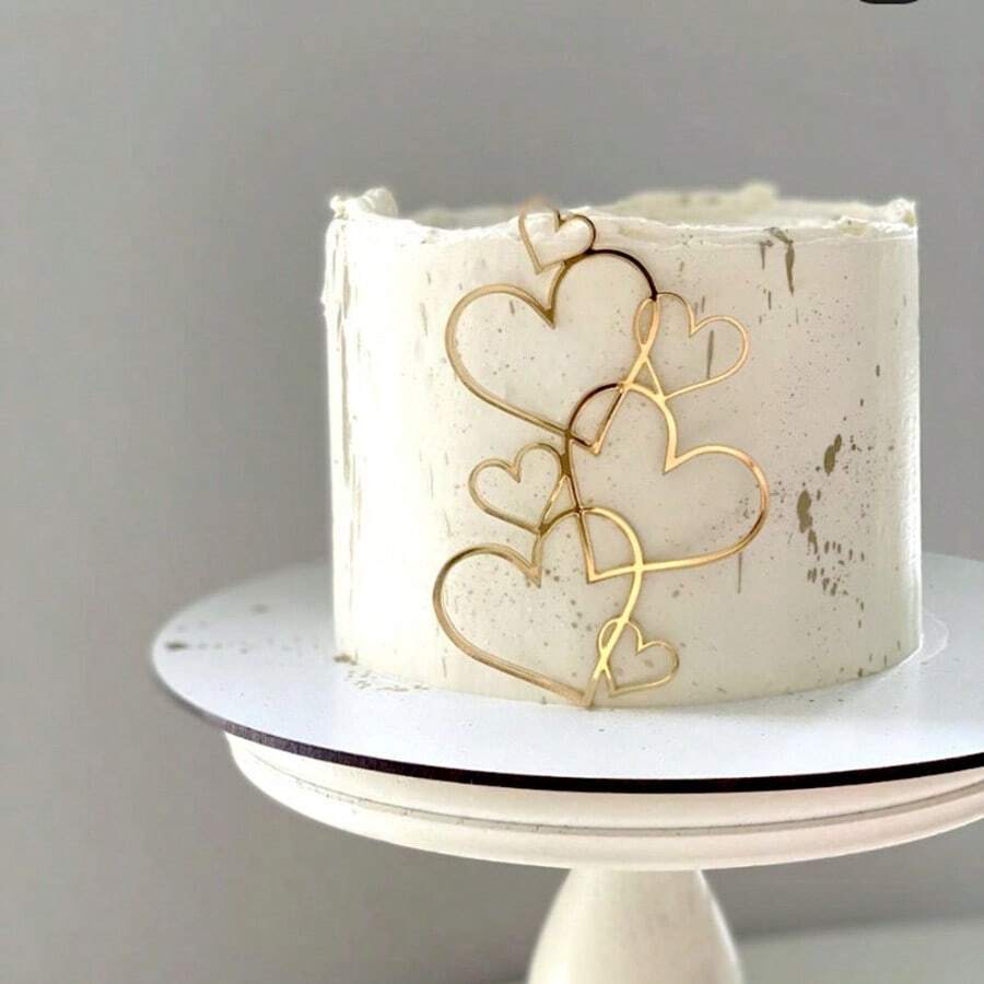 Acrylic Heart Cake Topper, Golden Cake Decorating Card | SHEIN USA