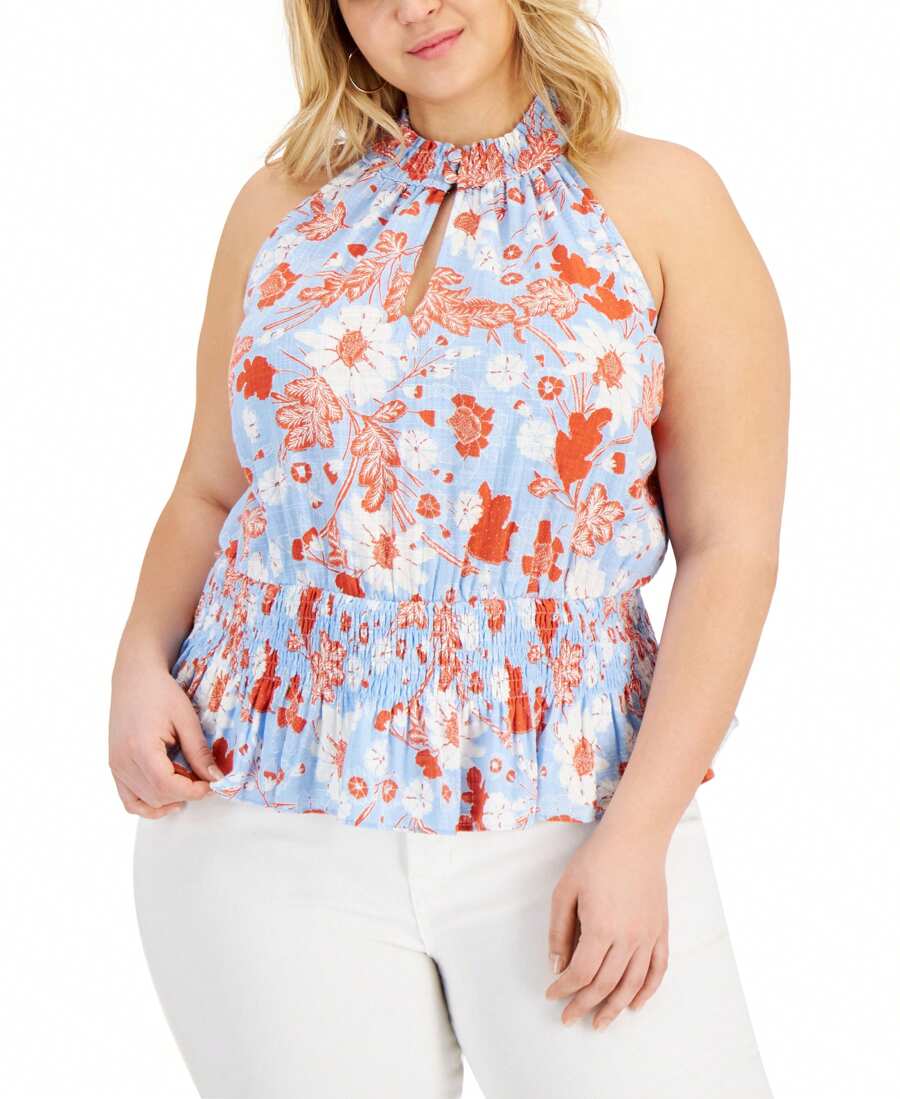 Inc International Concepts Plus Size Cotton Halter Top | SHEIN USA