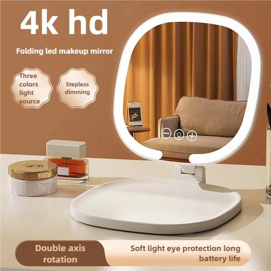 Niche Desktop Vanity Mirror 3 Color Light LED Makeup Mirror Touching ...