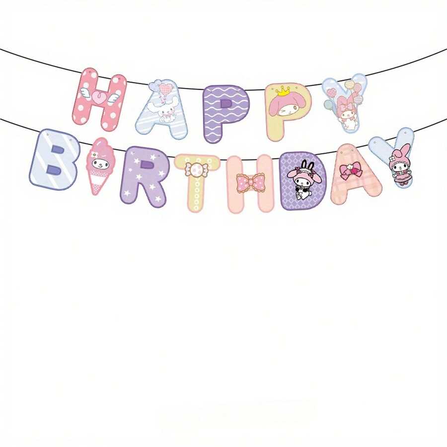 Sanrio Happy Birthday Banner, Cartoon Party Garland, No Power Required ...