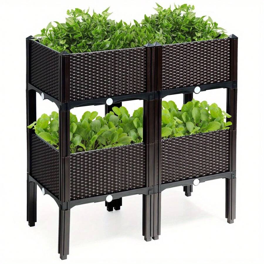 HOT-Set Of 4 Raised Garden Bed - Elevated Flower, Vegetable, Herb Grow ...