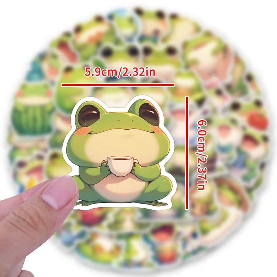 50PCS Cute Frog Stickers Vinyl Aesthetics Stickers For Scrapbooking ...