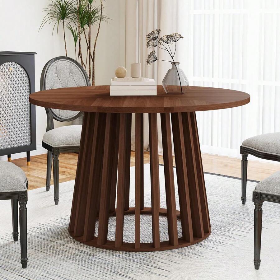 Round Dining Table For 4, Farmhouse 47 Inch Circle Kitchen Table ...