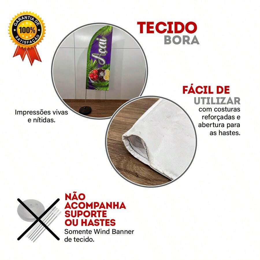 Felicita Wind Banner Sublimado Dupla Face Só Tecido 0,75x2,00 Gás e ...