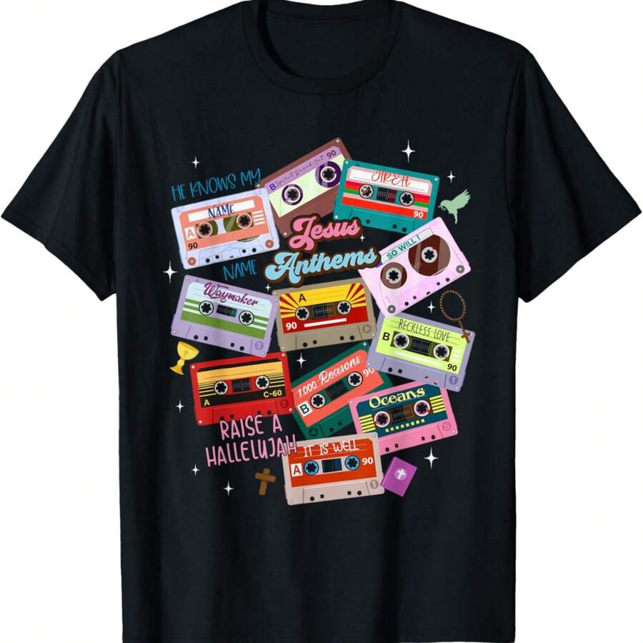 Jesus Anthems Christian Cassette Tape God Music Inspired T-Shirt | SHEIN UK