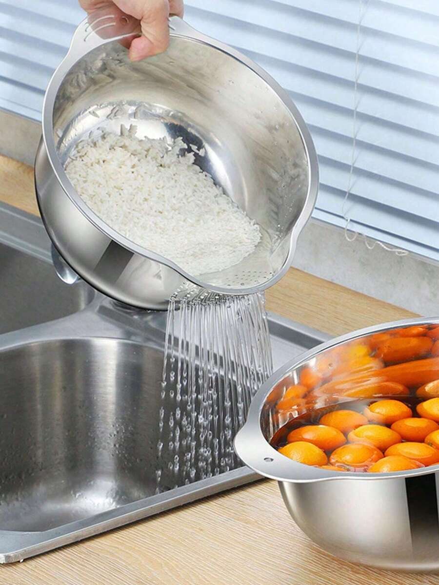 Stainless Steel Rice Washing Machine Filter Bowl - Large Mesh Strainer ...
