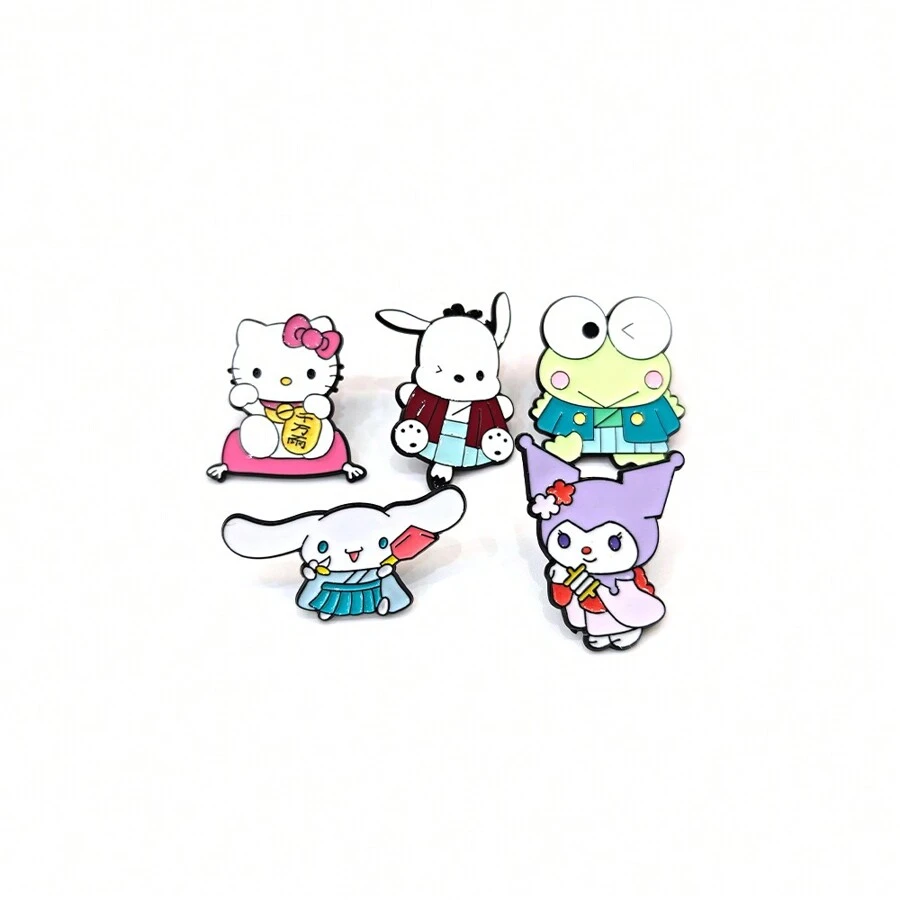 Sanrio 5pcs Sanrio Brooch Cartoon Anime Action Figures Hello Kitty ...